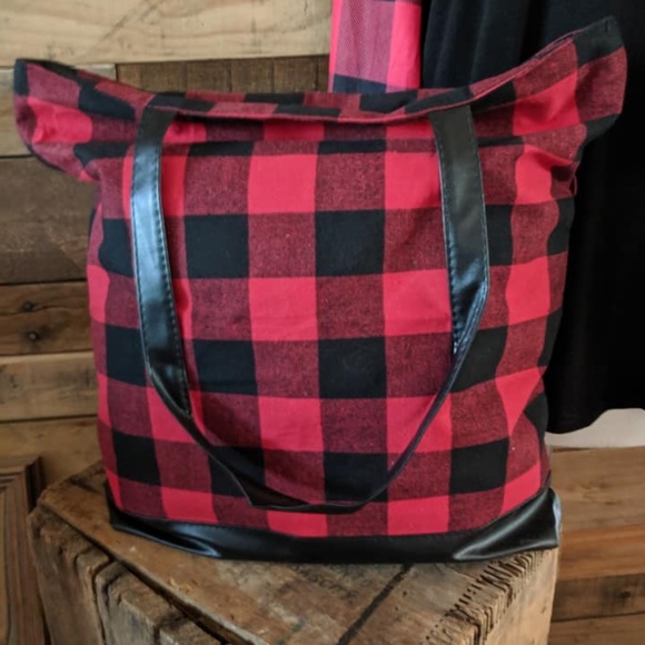 Bags | Buffalo Plaid Tote Bag | Poshmark